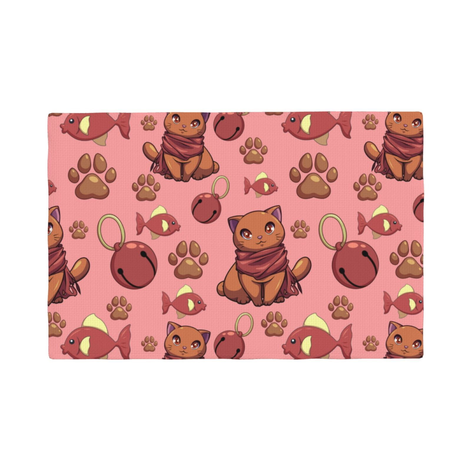 Placemats Set Of 6/4 - Classic Katong Cat Fish Pink Washable Heat ...