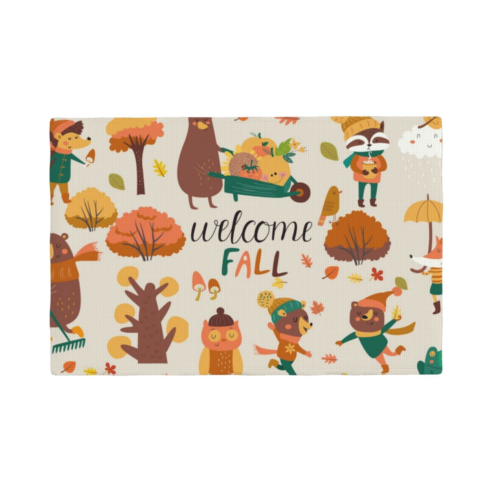 Placemats Set of 4 / 6, Autumn In The Forest Welcome Fall Placemats for ...
