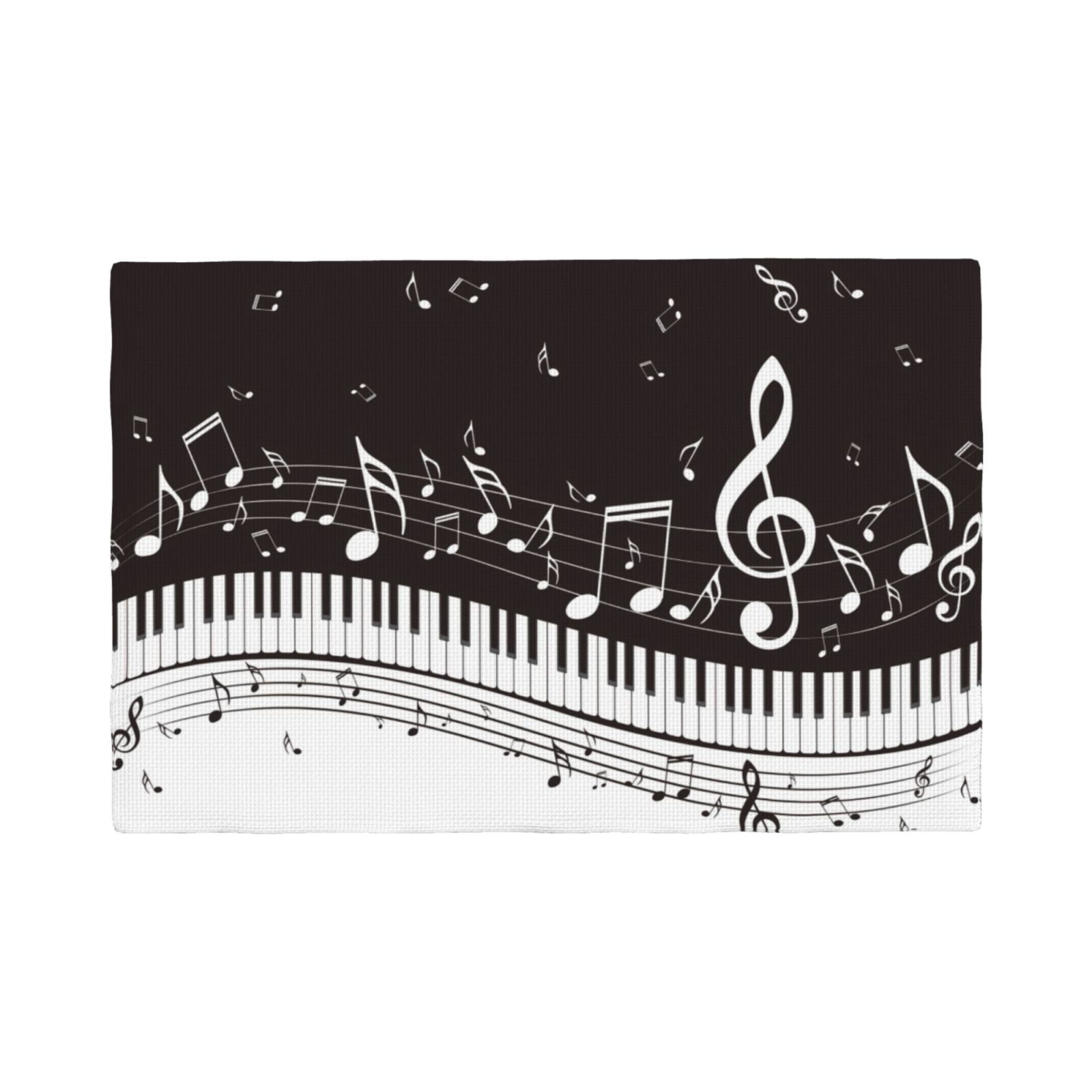 Placemats Set of 4 / 6, Piano Keys With Musical Notes Placemats for ...