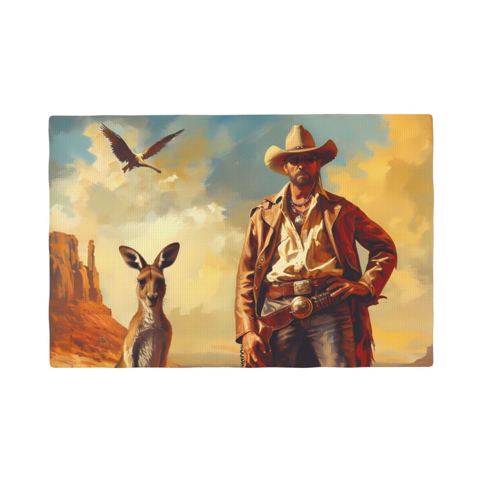 Placemats Set of 4 / 6, Western Cowboy Kangaroo Placemats for Dining ...