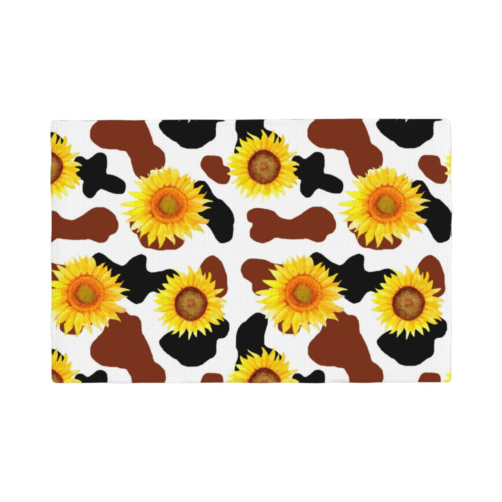 Placemats Set of 4 / 6, cow print sunflower western Placemats for ...