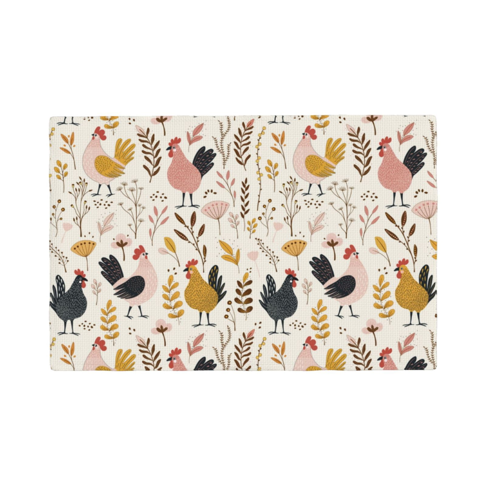 Placemats Set of 4, Cartoon Chickens Place mats for Dining Table Indoor ...