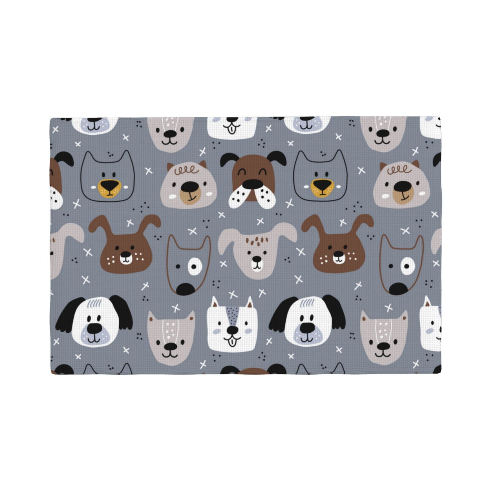 Placemats Set of 4, Cute Dog Faces Place mats for Dining Table Indoor ...