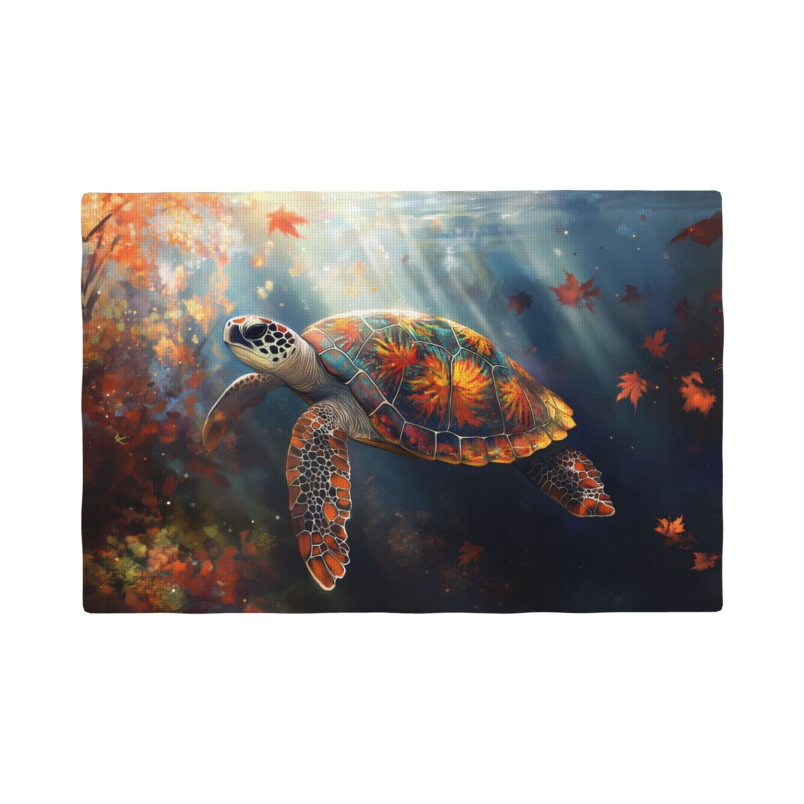 Placemats Set of 4, Cute Maple Leaf Turtle Place mats for Dining Table ...