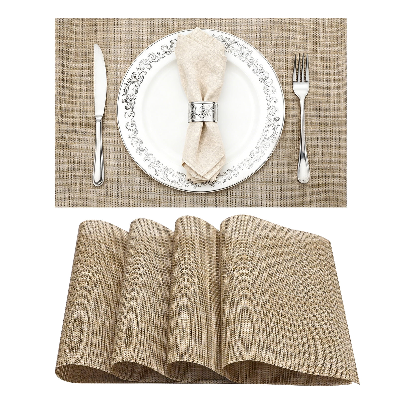 Placemats Set of 4, Double-Layer Cloth Fabric Heat-Resistant Style ...