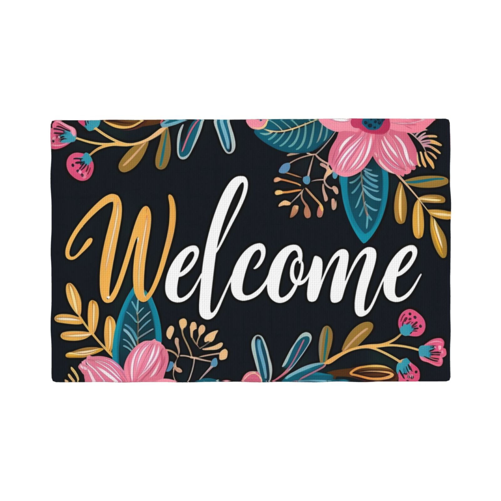Placemats Set of 4, Floral Welcome Sign Place mats for Dining Table ...