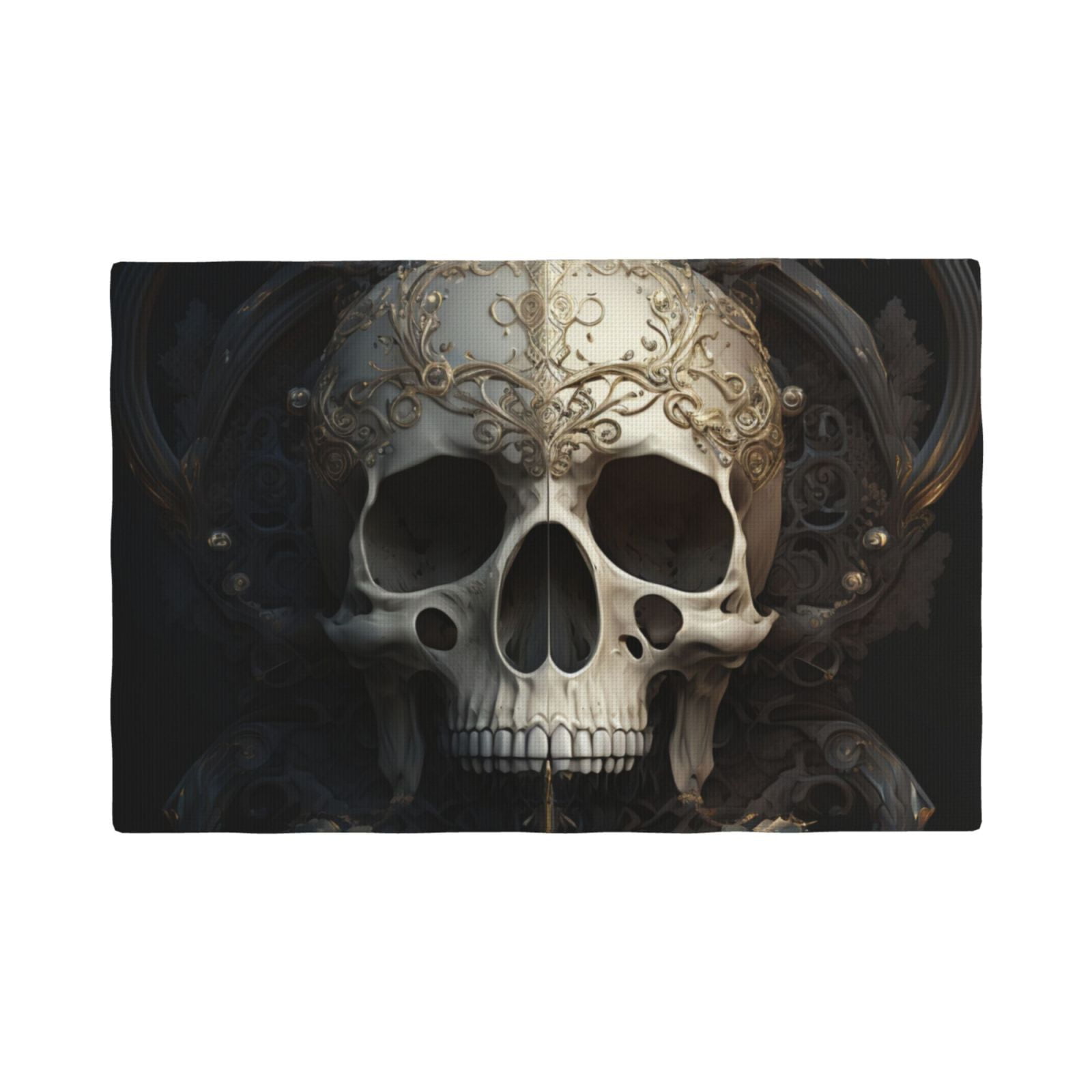 Placemats Set of 4, Gold Pattern Skull Place mats for Dining Table ...