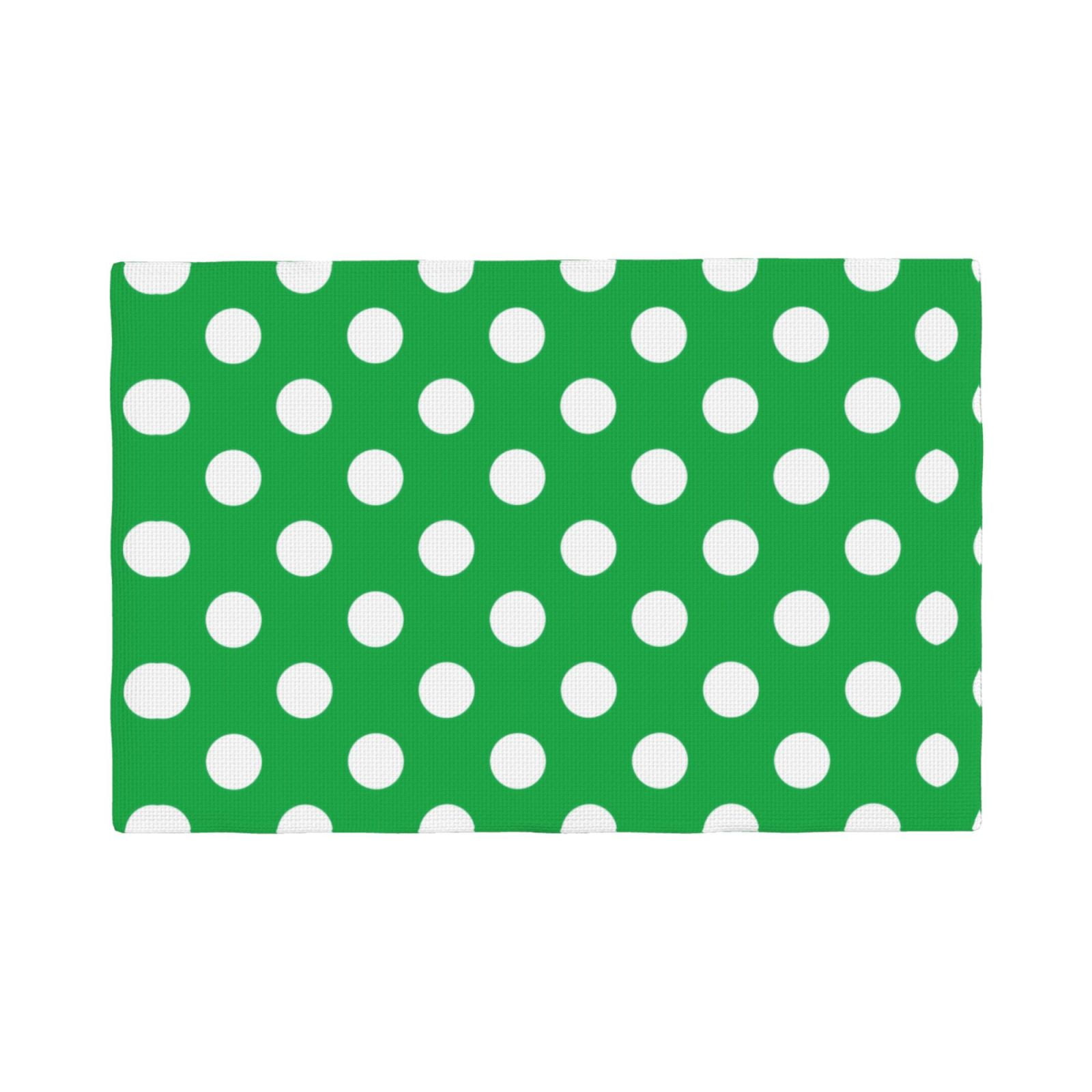 Placemats Set of 4, Green And White Polka Dot Place mats for Dining ...