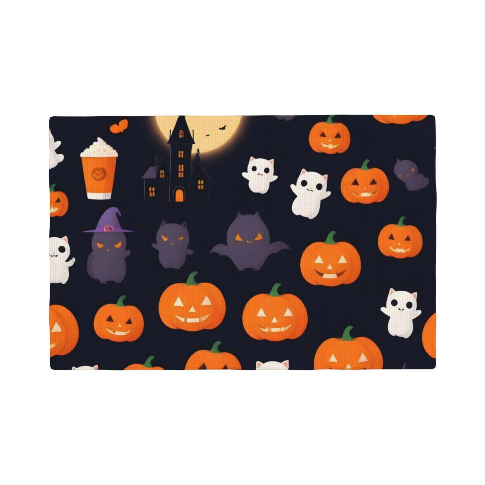 Placemats Set of 4, Halloween Cute Bat Cat Place mats for Dining Table ...