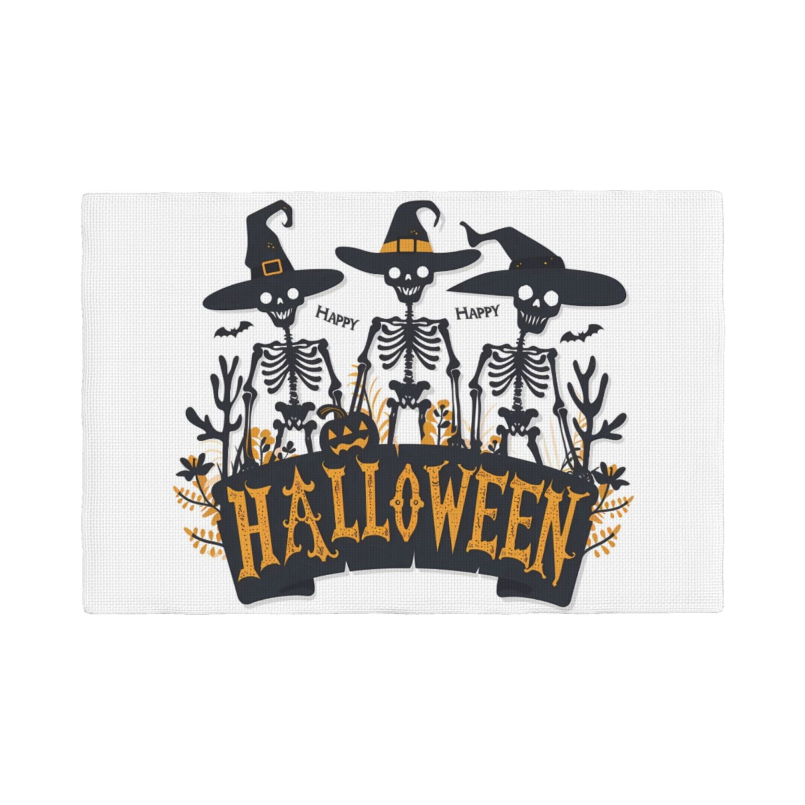 Placemats Set of 4, Halloween Skeleton 3 Place mats for Dining Table ...