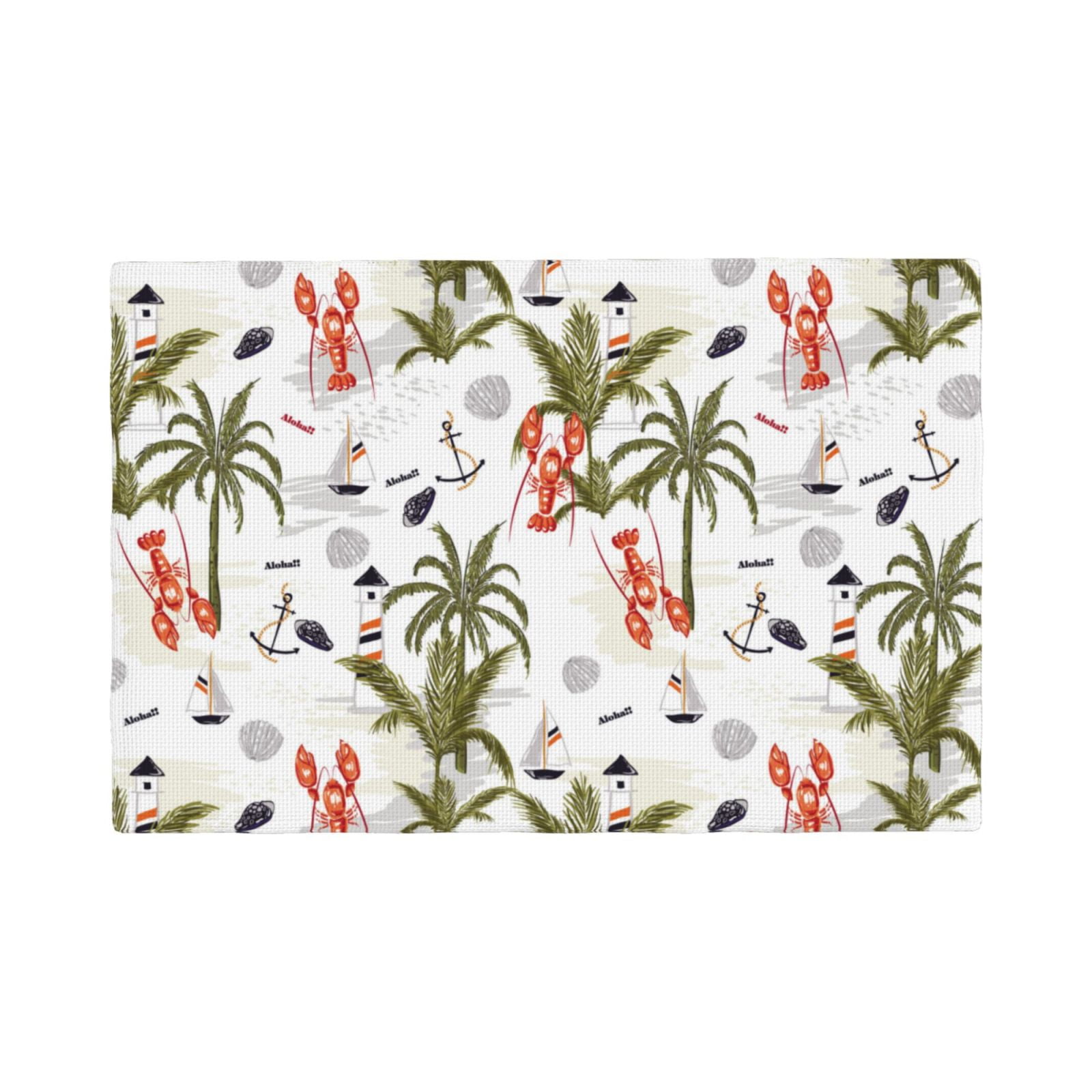 Placemats Set of 4, Lighthouse Lobster Anchor Tropical Place mats for ...