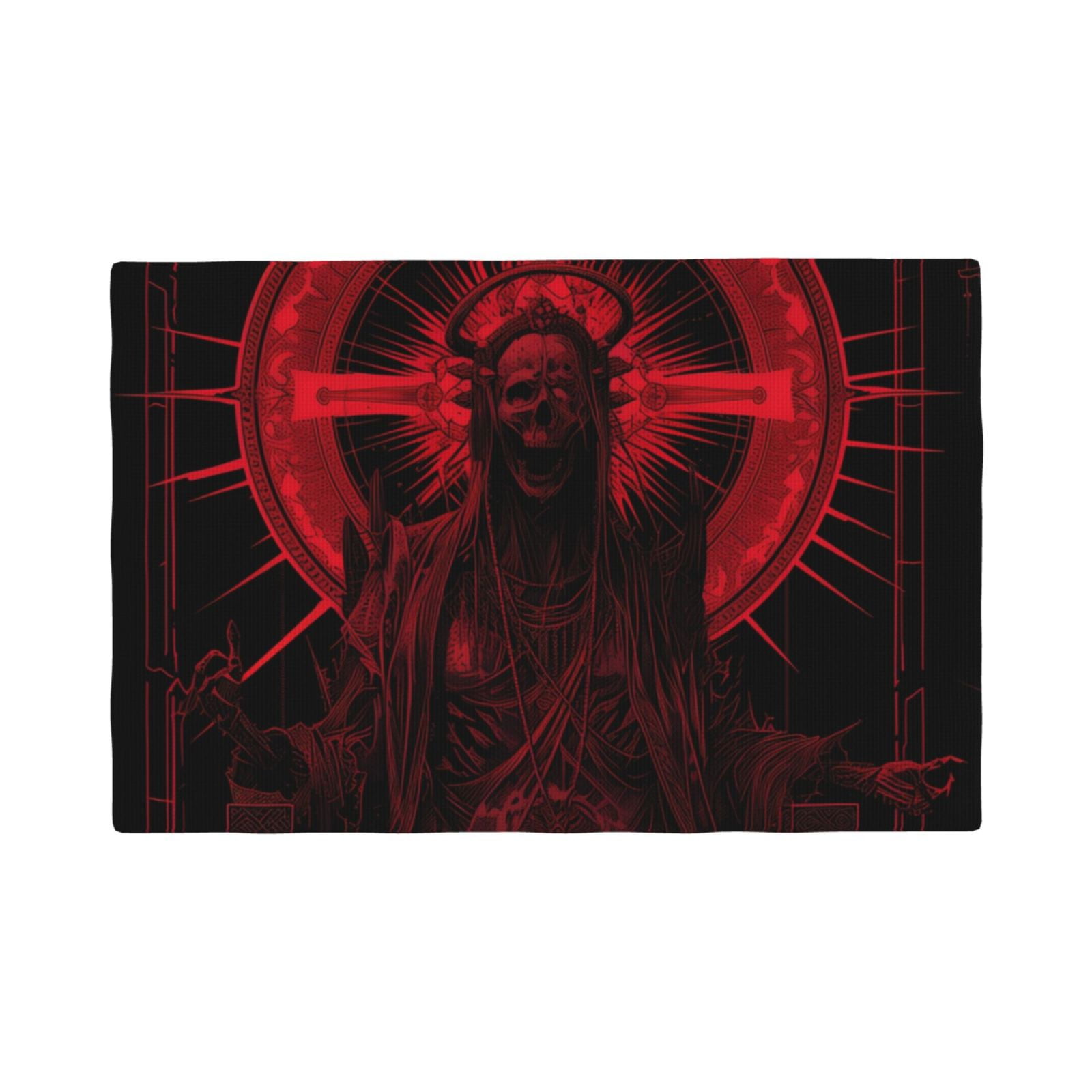 Placemats Set of 4, Red Gothic Skeleton Throne Place mats for Dining ...
