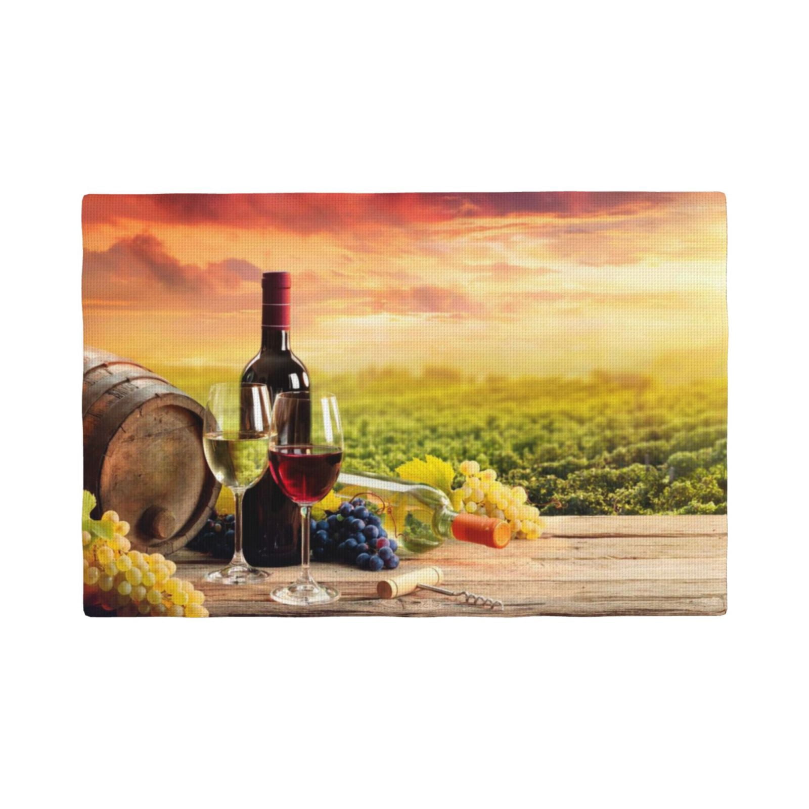 Placemats Set of 4, Red Wine Glasses Place mats for Dining Table Indoor ...