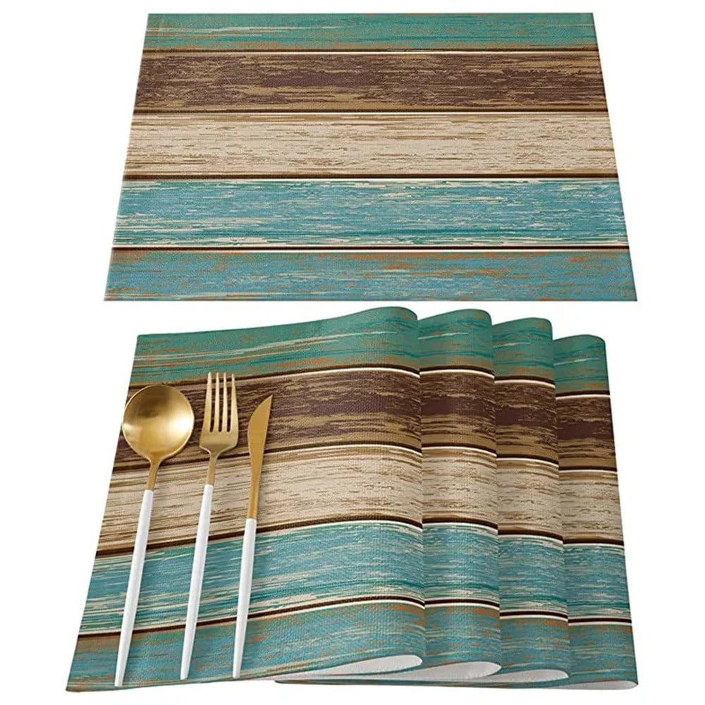 Placemats Set of 4, Retro Rustic Barn Wood Texture Linen Resistant ...