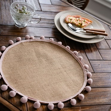 Lotpreco Rustic Round Placemats Set of 4, 15-Inch Burlap & Jute, Heat ...