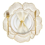Juvale 10-Pack Gold Vinyl Individual Plate Mats - Round Leaf Design for ...