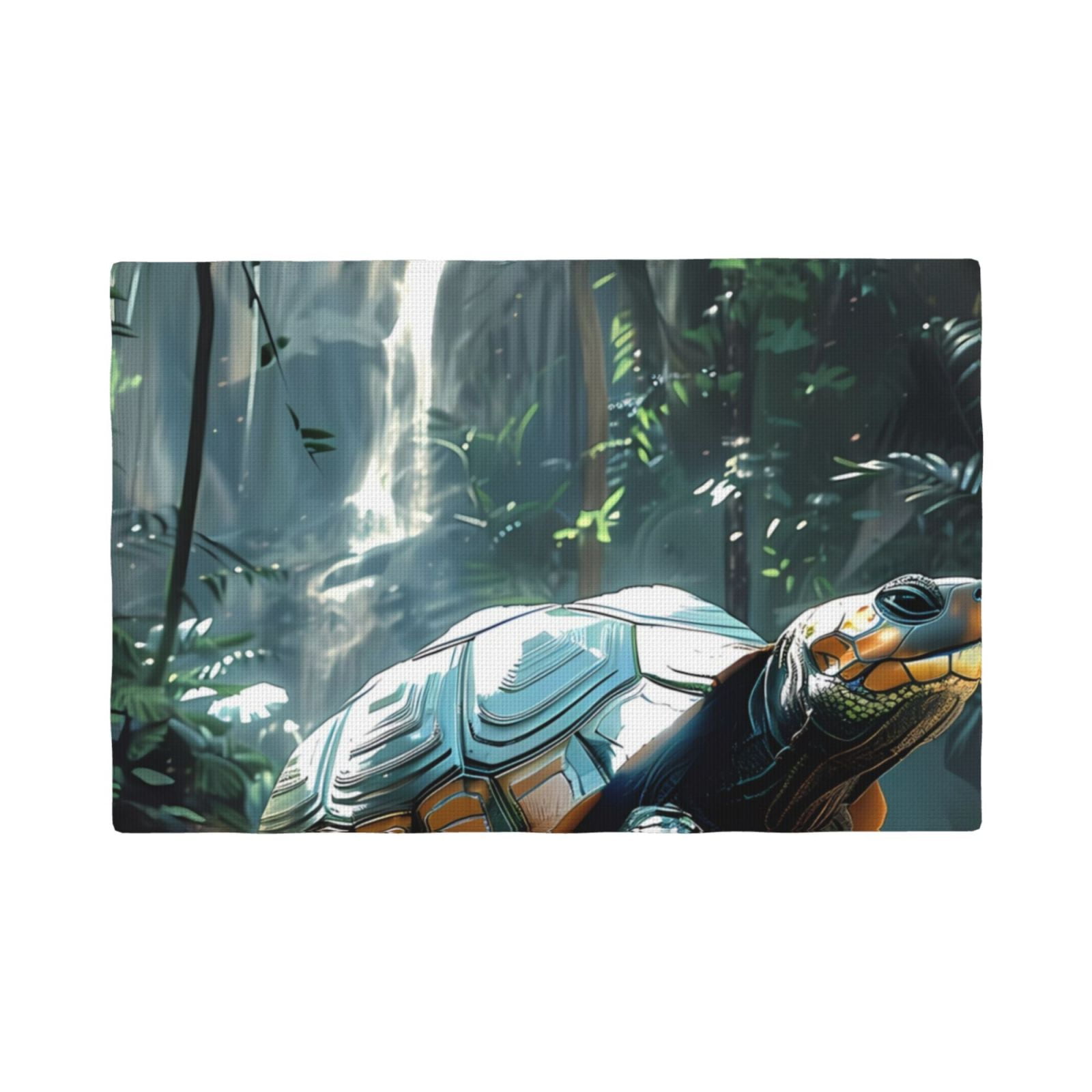 Placemats Set of 4, Turtle In Jungle Waterfall Place mats for Dining ...