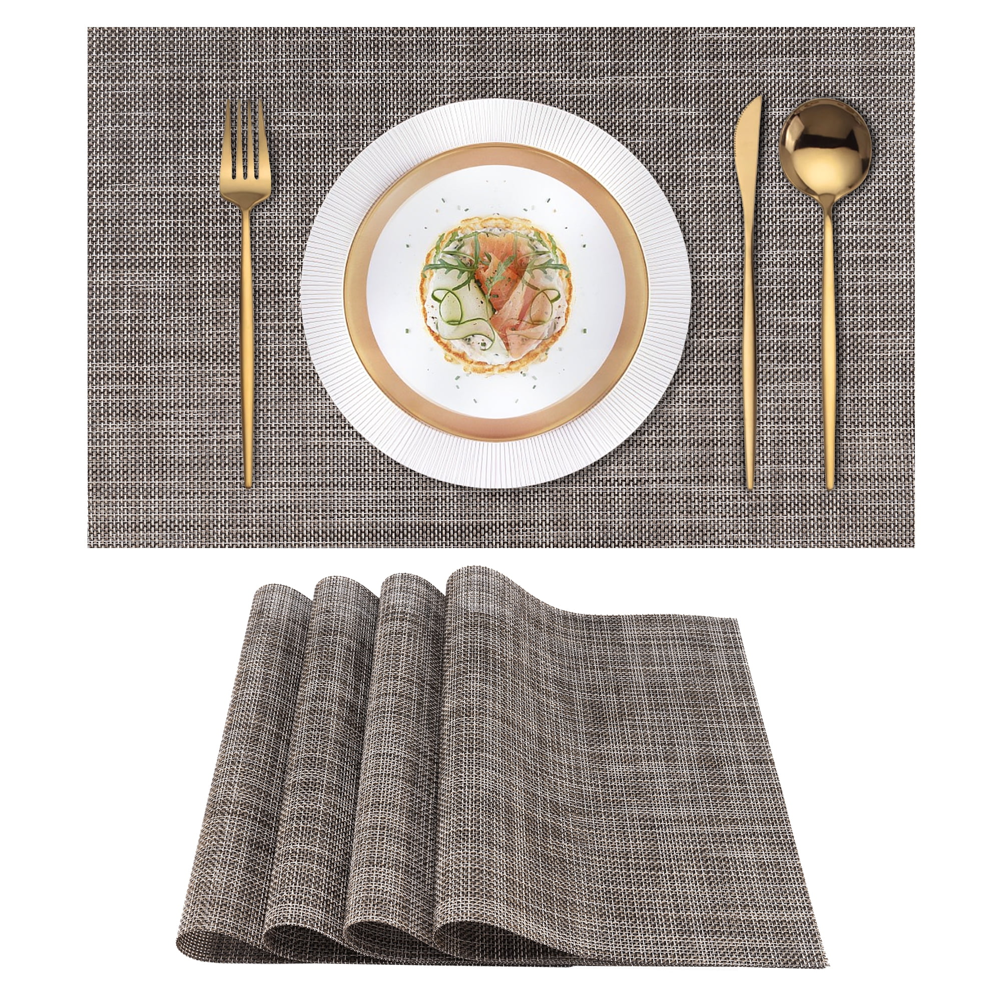 Placemats Set of 4 Vinyl/Plastic Woven Place Mats for Kitchen Table ...