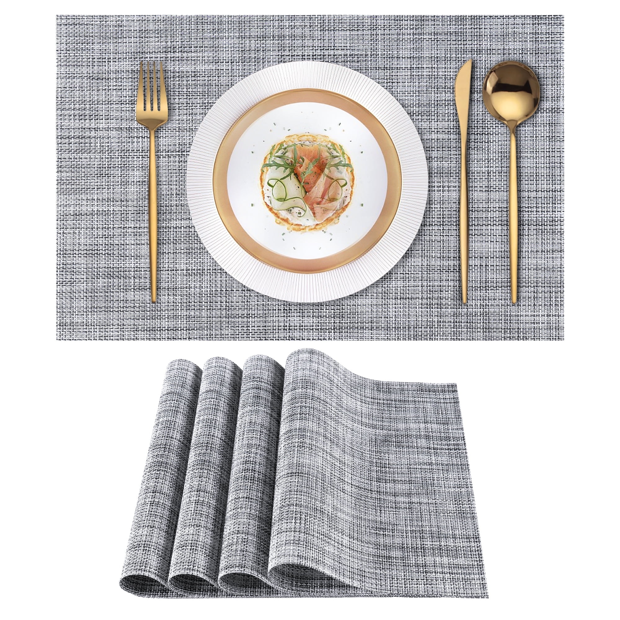VCVCOO Placemats Set of 4, Vinyl/Plastic Woven Place Mats for Kitchen ...