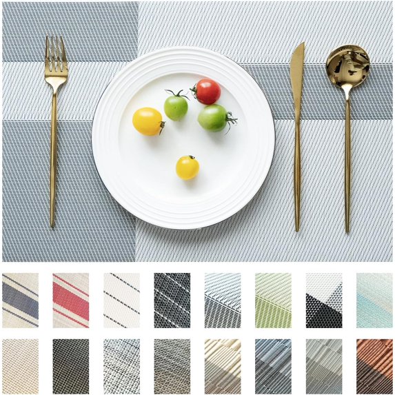 Placemats Set of 4 Vinyl/Plastic Woven Place Mats for Kitchen Table ...