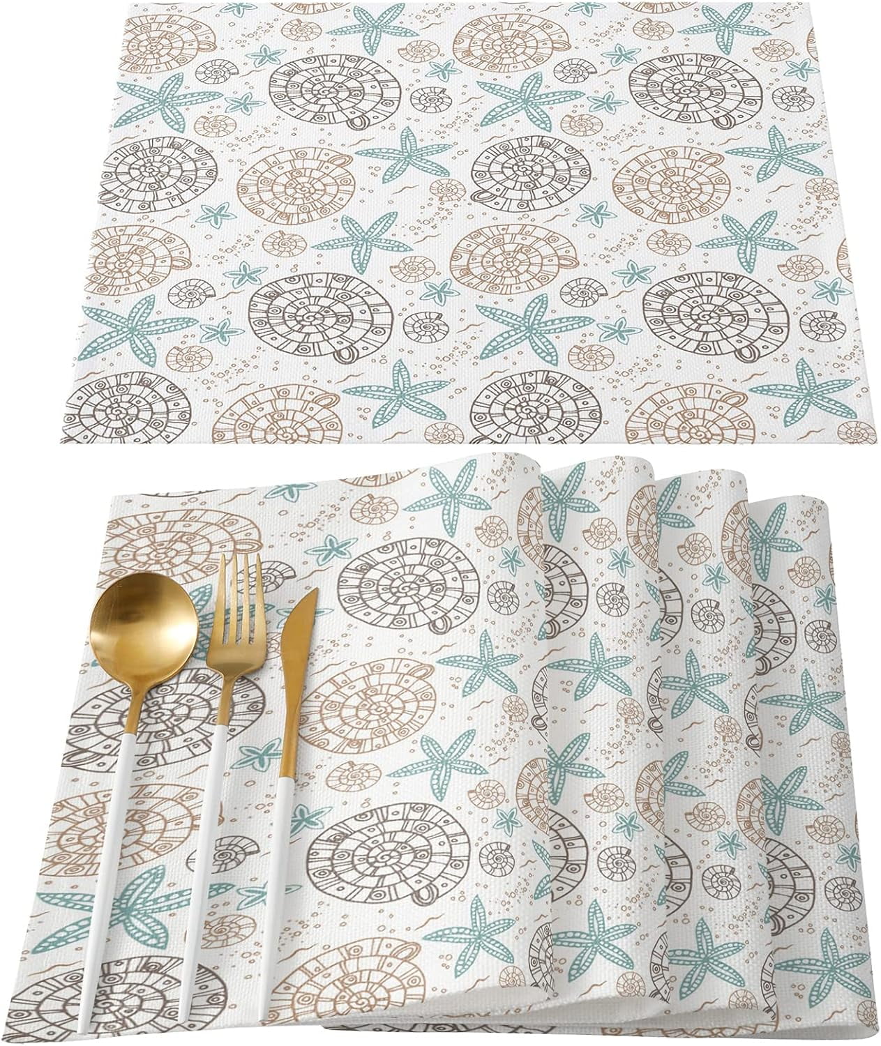 Placemats Set of 4 Washable,Coastal Print Placemat for Dining Table ...
