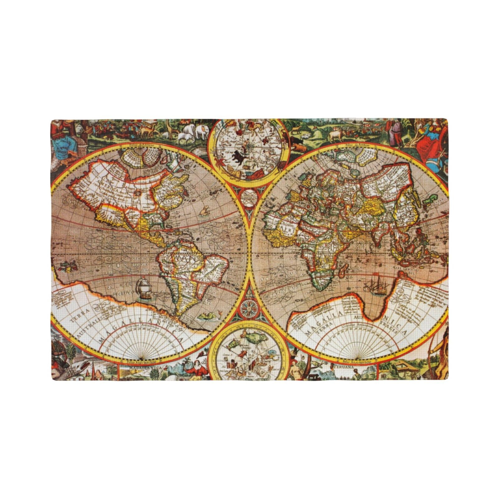 Placemats Set of 4, World Map (3) Place mats for Dining Table Indoor ...