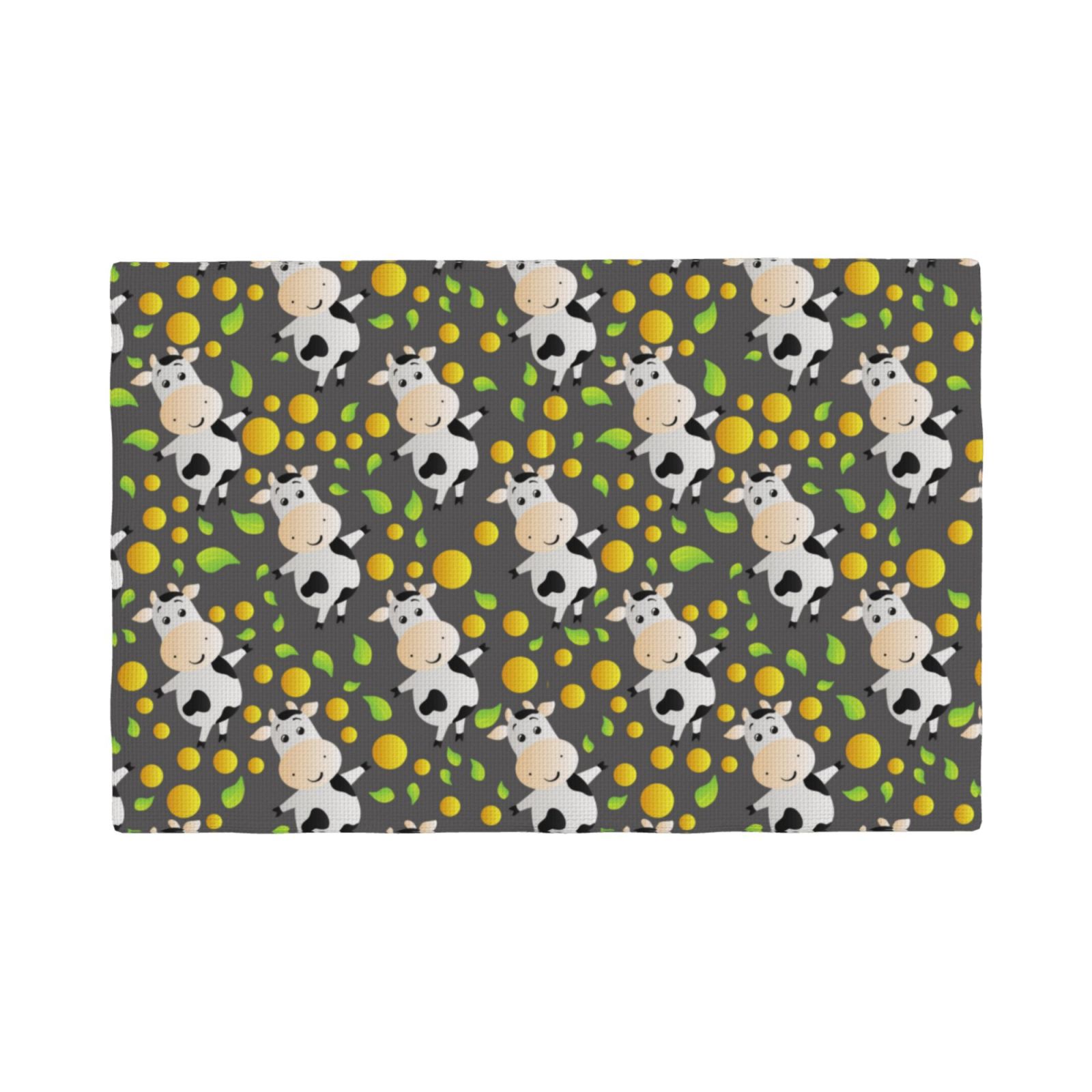 Placemats Set of 4, cartoon cute cow Place mats for Dining Table Indoor ...