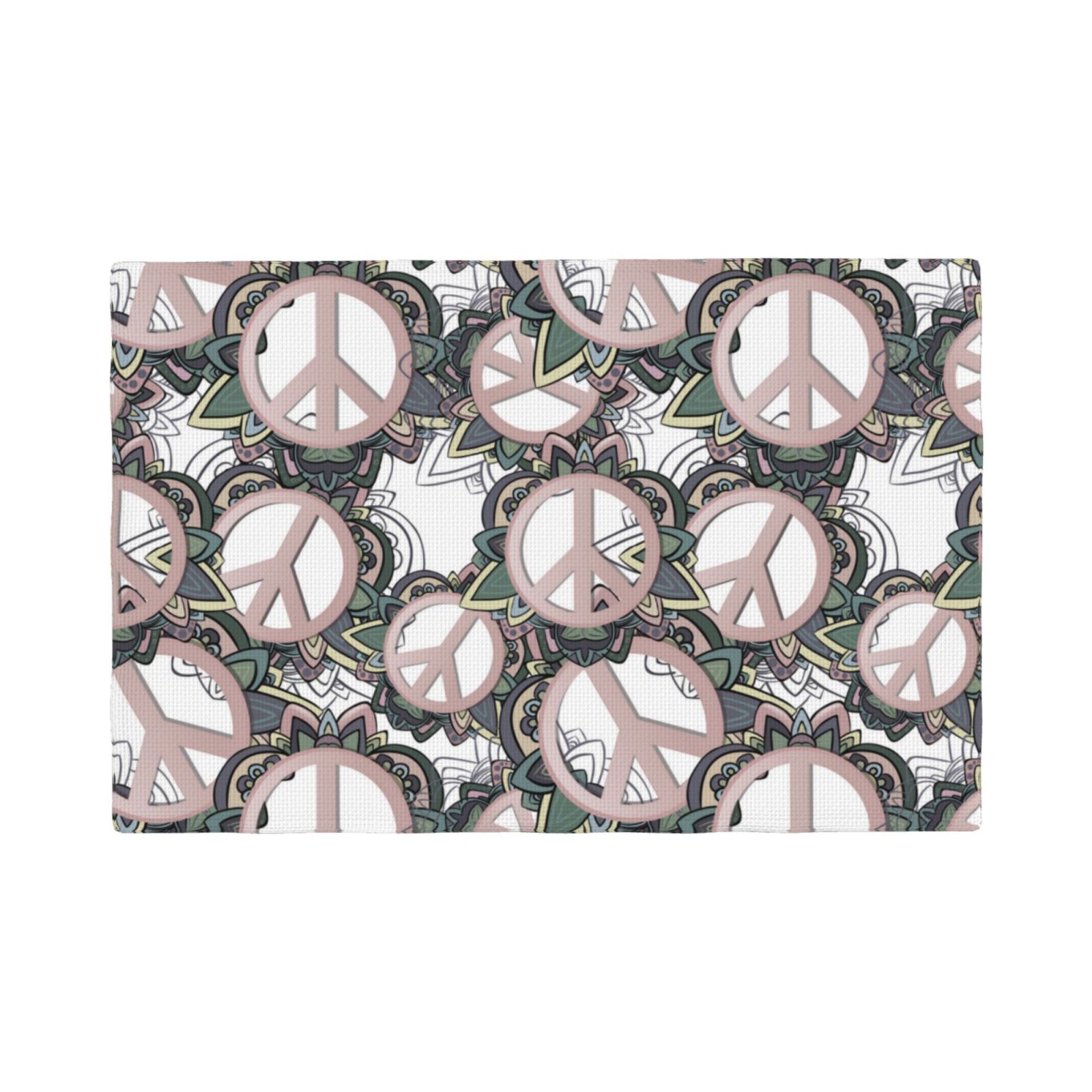 Placemats Set of 4, cool flower peace sign Place mats for Dining Table ...