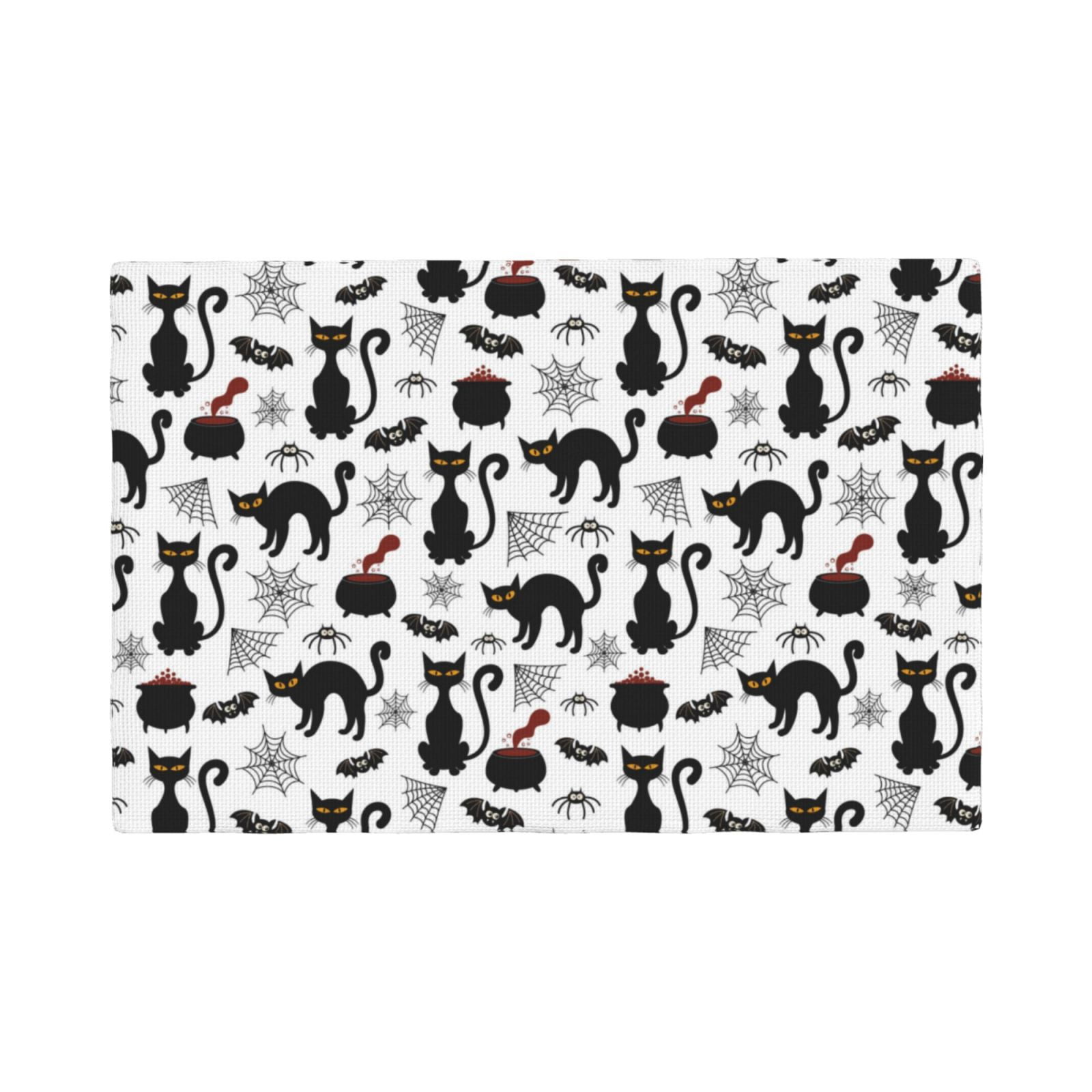 Placemats Set of 4, halloween cat bat spider web Place mats for Dining ...
