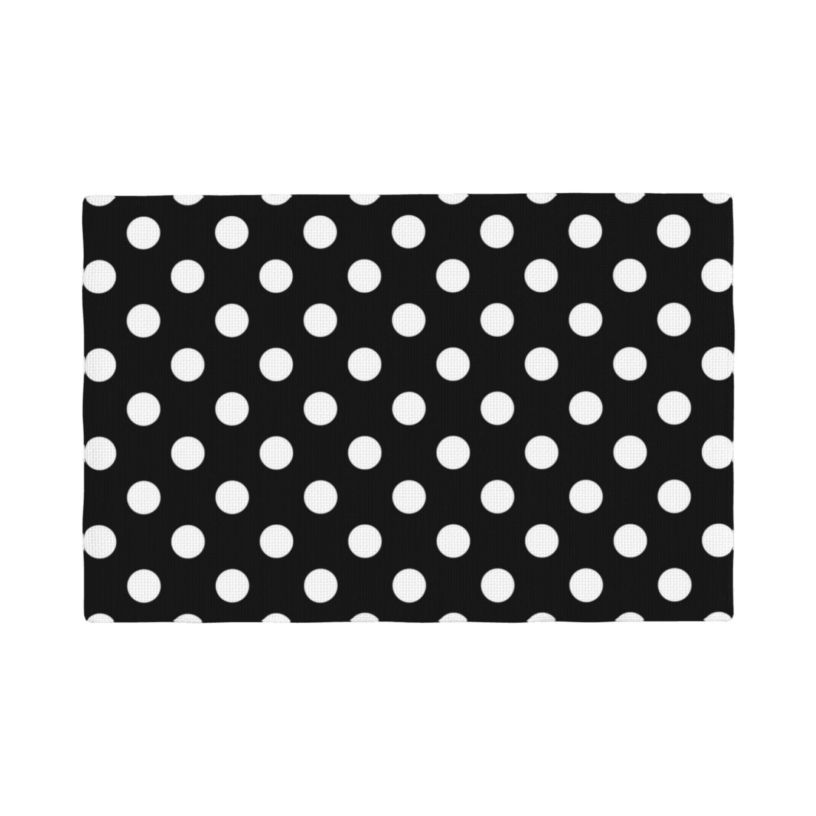 Placemats Set of 4, vintage white polka dot black Place mats for Dining ...