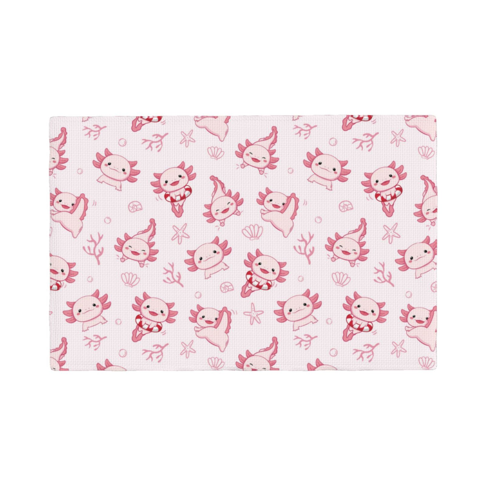 Placemats Set of 6, Cute kawaii pink axolotl funny Place mats for ...