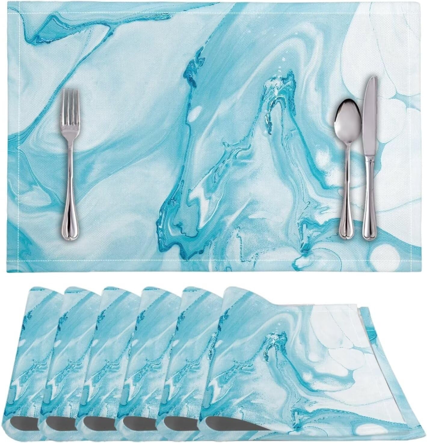 Placemats Set of 6, Dining Table Woven Vinyl PVC Placemat Wipeable Easy ...