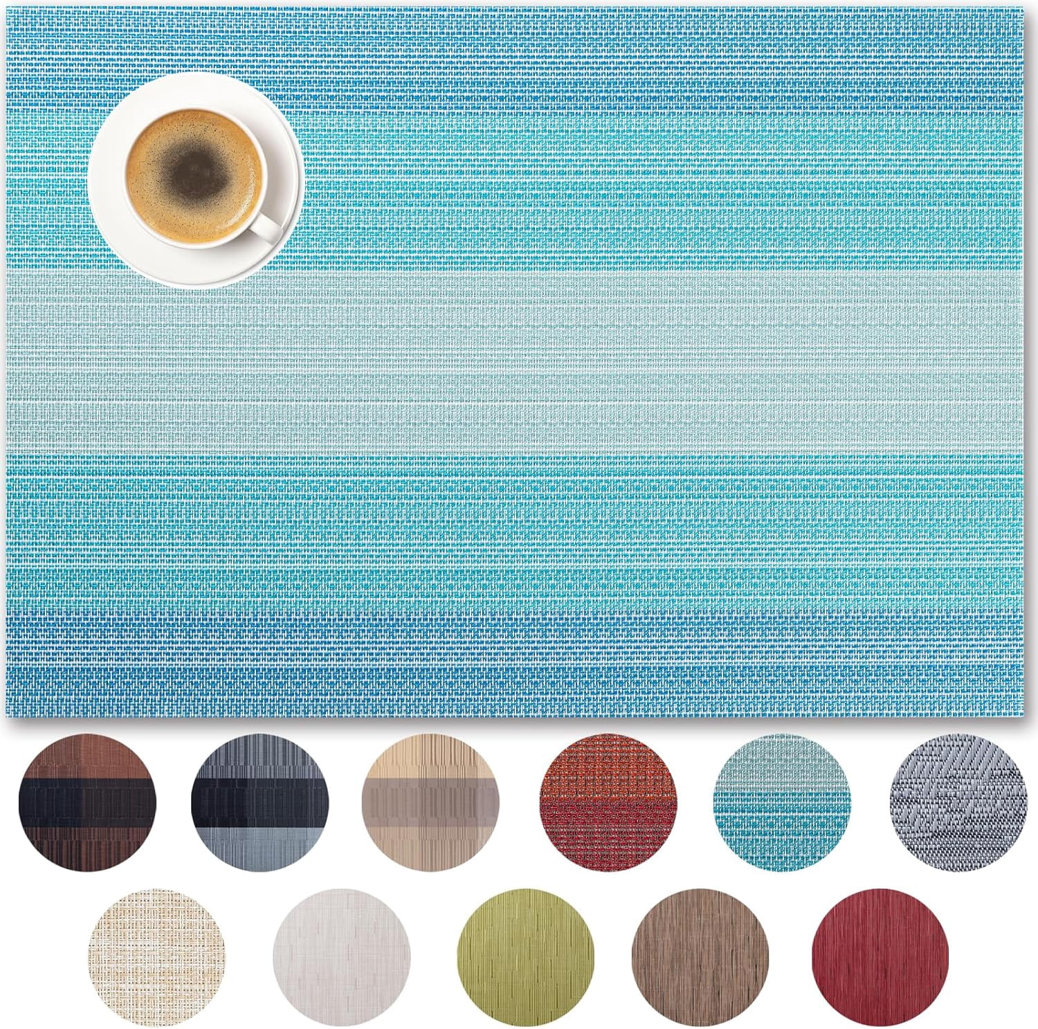 Placemats Set of 6 - Easy Clean Woven Vinyl Placemats for Dining Table ...