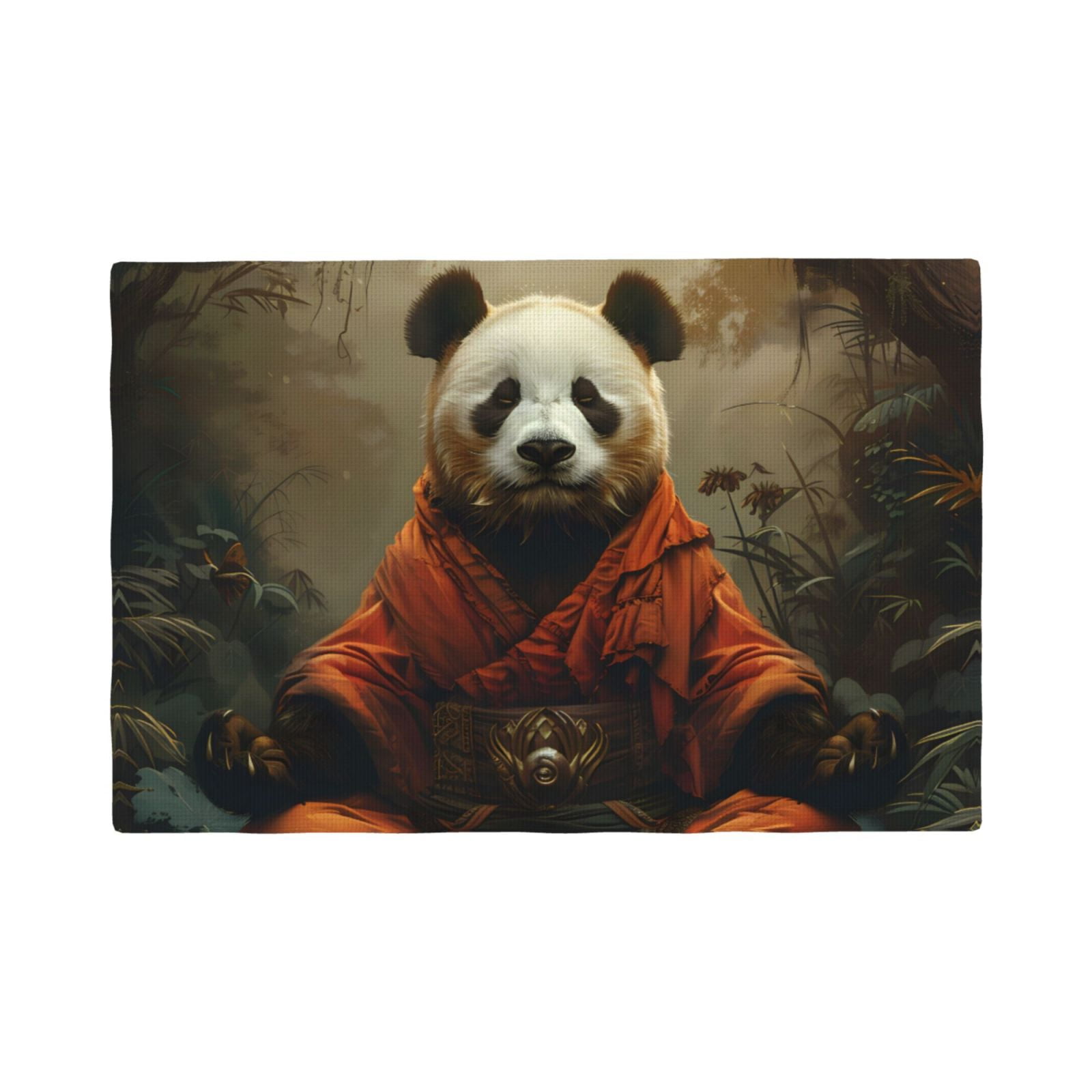 Placemats Set of 6, Jungle Meditating Panda Place mats for Dining Table ...