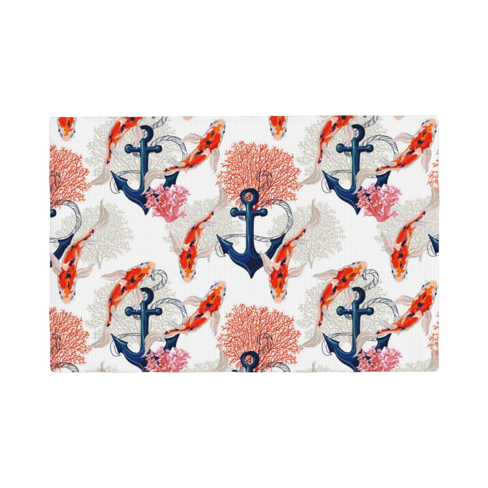 Placemats Set of 6, Koi Fish And Corals Place mats for Dining Table ...