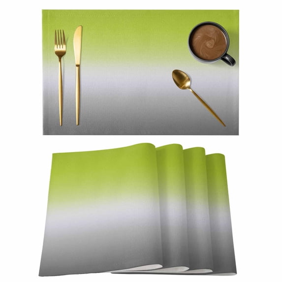 Placemats Set of 6 Ombre Green Non-Slip Place Mat Green Grey Table Mats ...