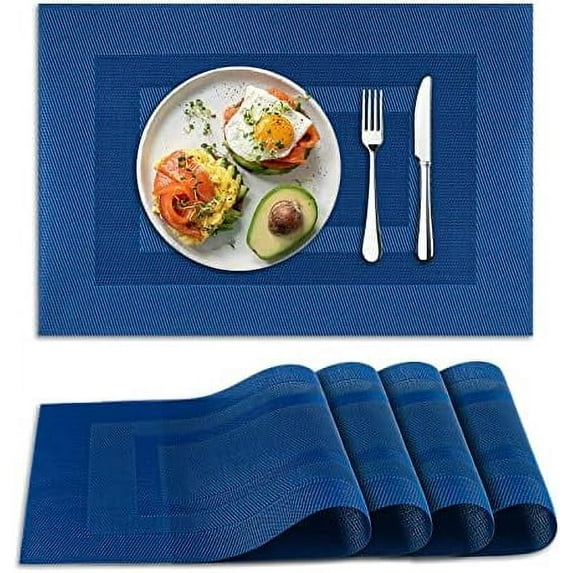 Placemats Set of 6 Table Mats - Vinyl Woven Dinning Placemat for ...