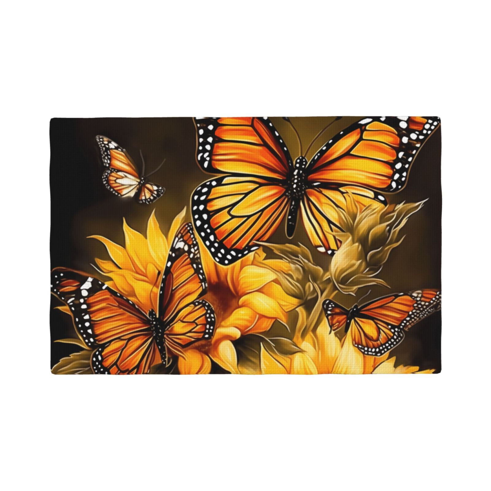 Placemats Set of 6, Yellow Sunflower Butterfly A Place mats for Dining ...