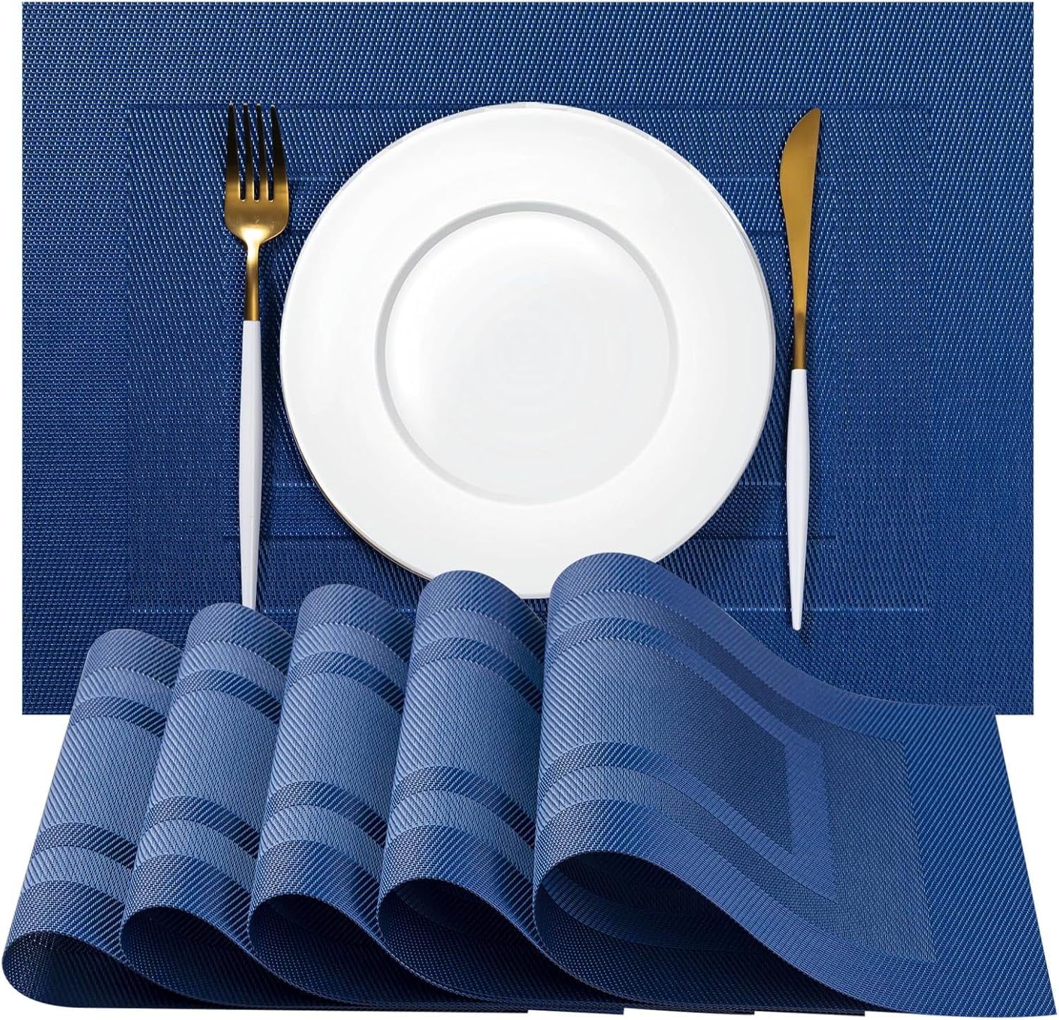 Placemats Set of 8 - Easy Clean Woven Vinyl Placemats for Dining Table ...