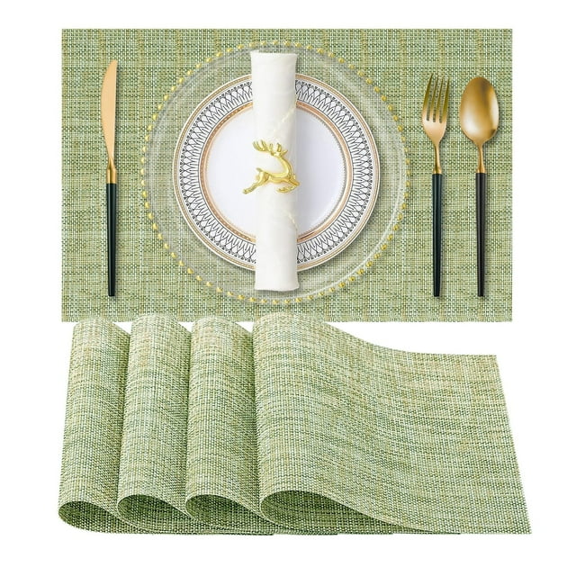 Placemats Vinyl Woven Place Mats for Kitchen Table Indoor/Outdoor ...