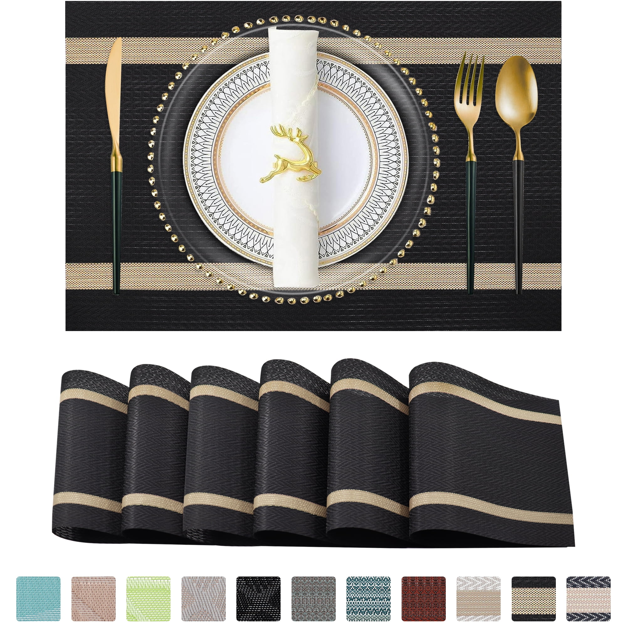 Placemats, Woven Cross Weave Place Mats for Dining Table Mats, PVC ...