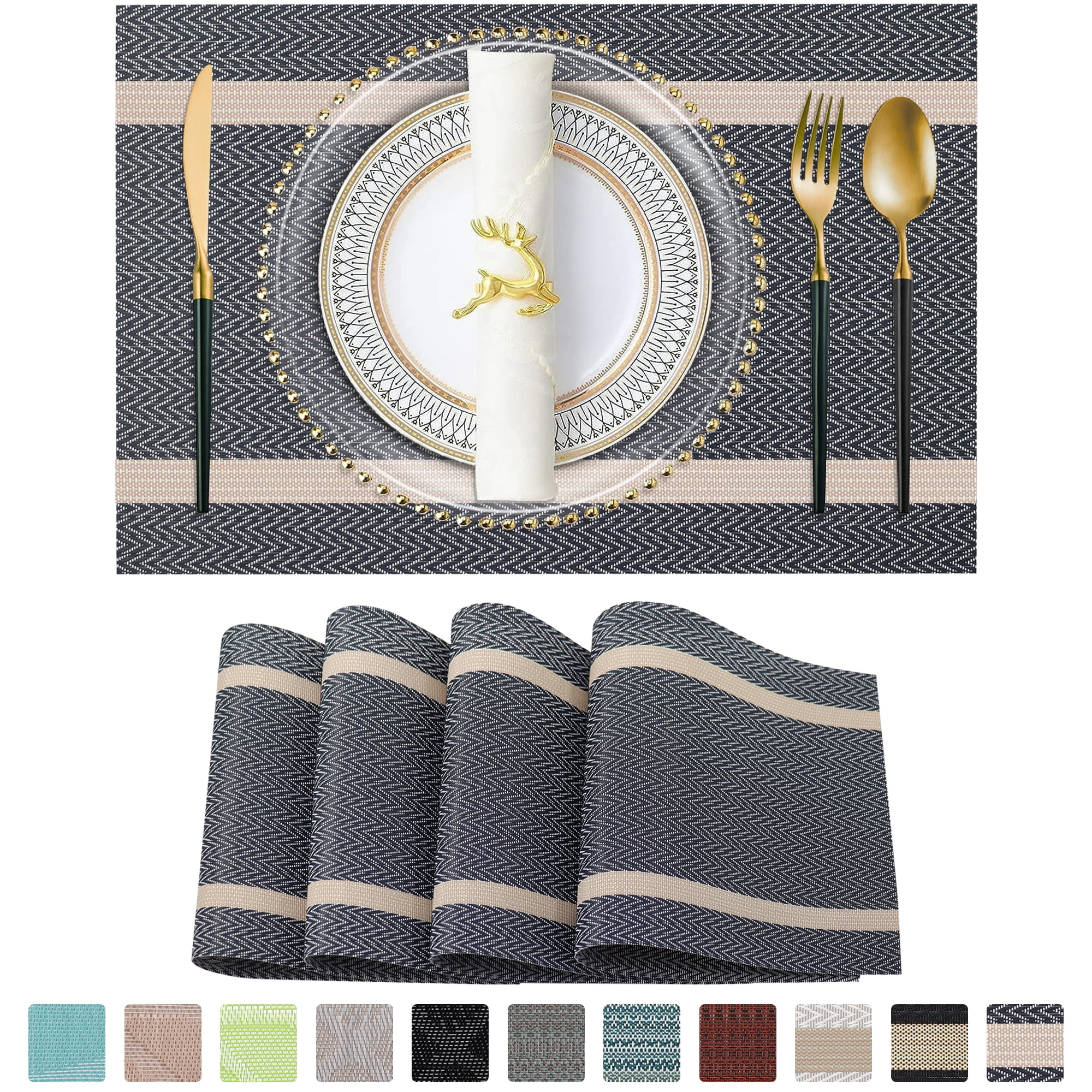 Placemats, Woven Cross Weave Place Mats for Dining Table Mats, PVC ...