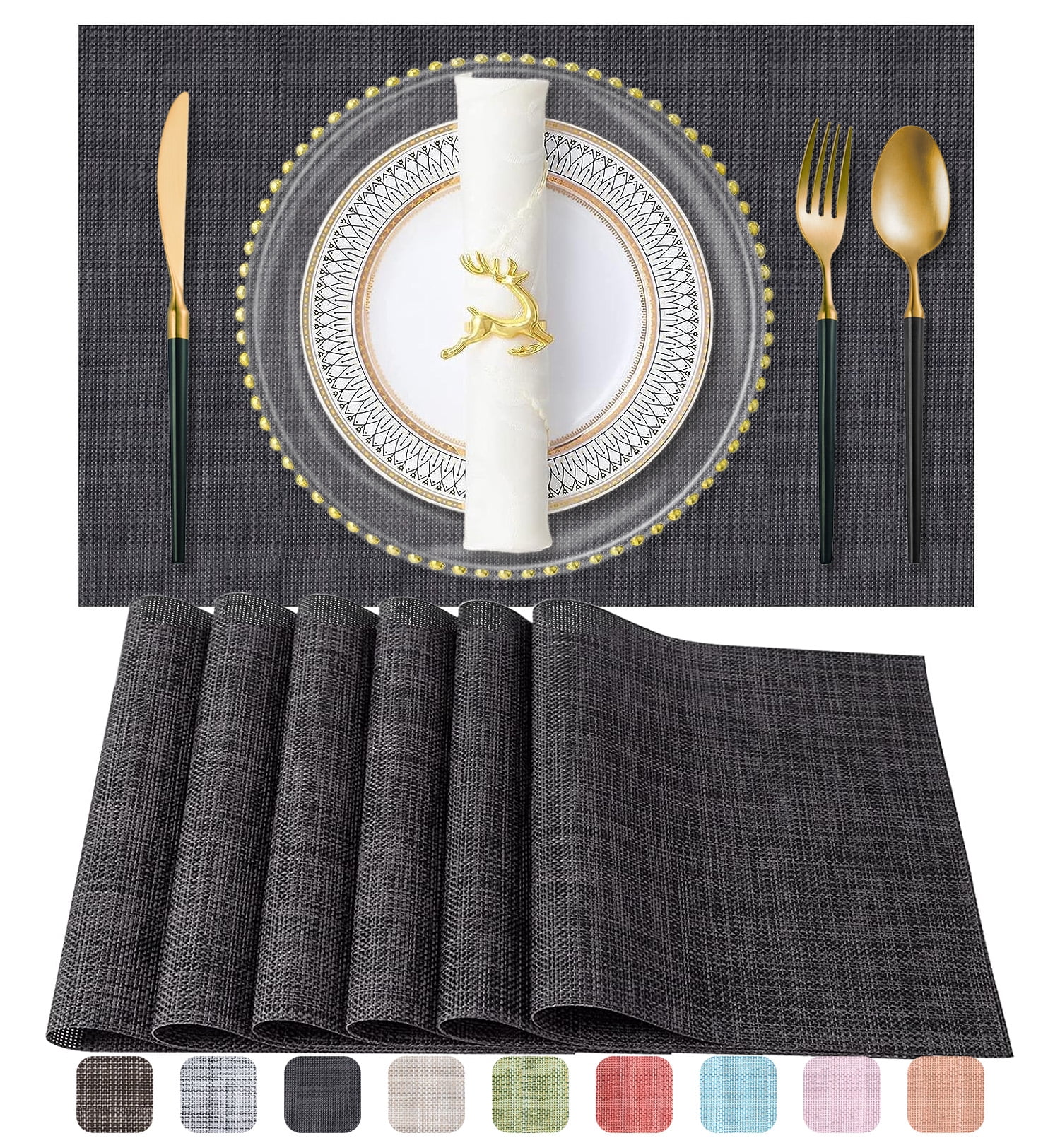 Walmart's Woven Cross Weave PVC Vinyl Placemats for Dining Table, Set ...