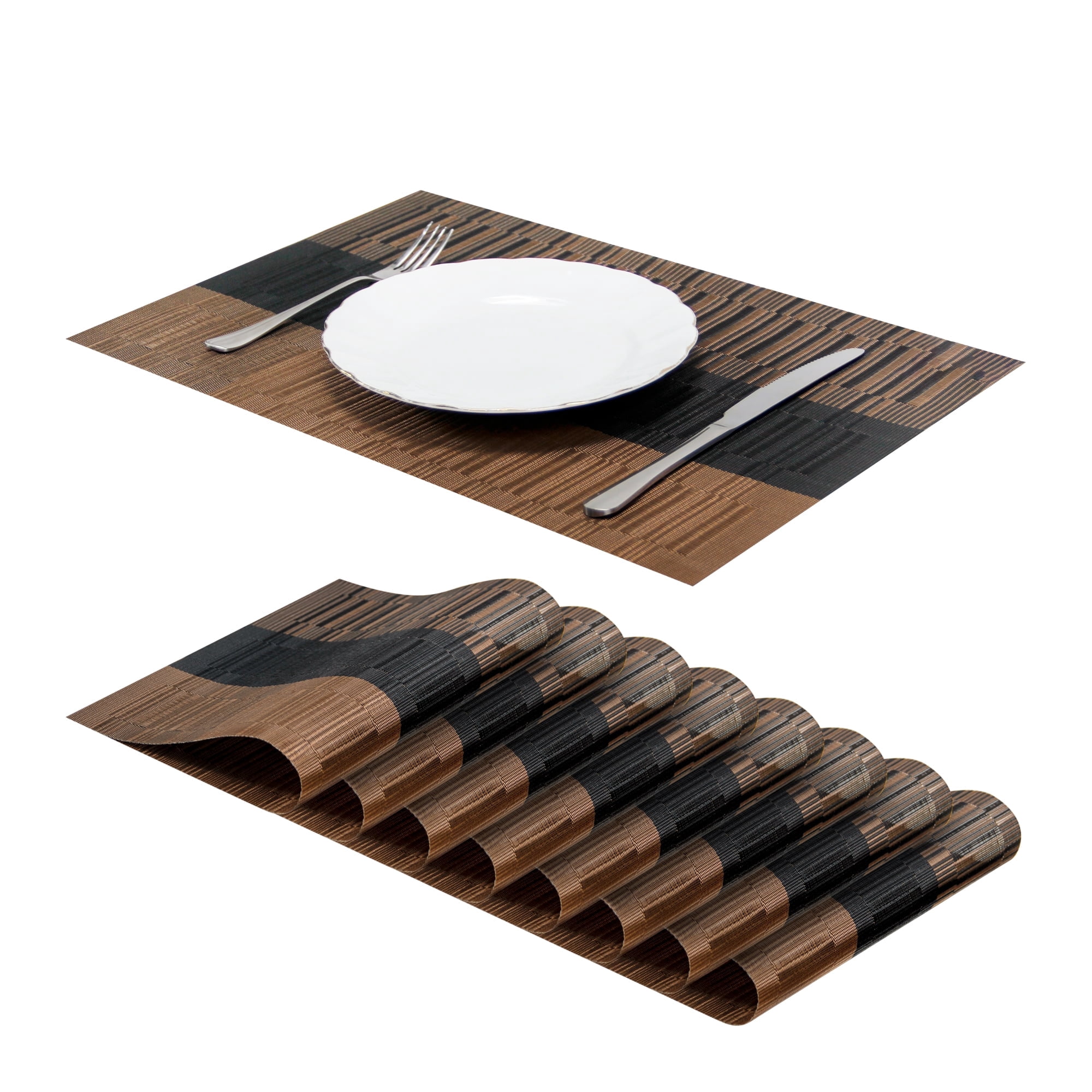 Placemats for Dining Table Set of 8 Washable PVC Heat Resistant Table ...