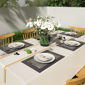 MJIAexp Set of 4 Round Wipeable Vinyl PVC Table Mats for Dining Table ...