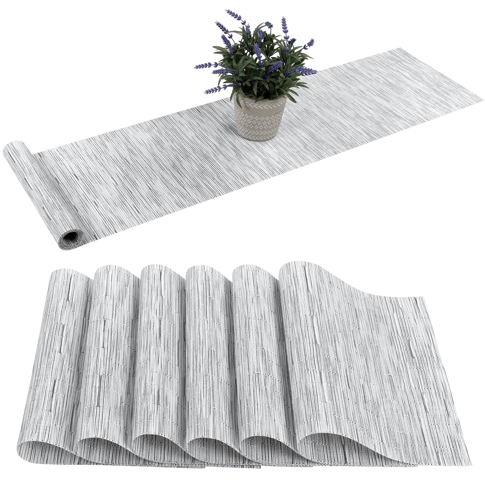 Place mats with Table Runner Set of 7 Woven Vinyl Table Mats and Runner ...
