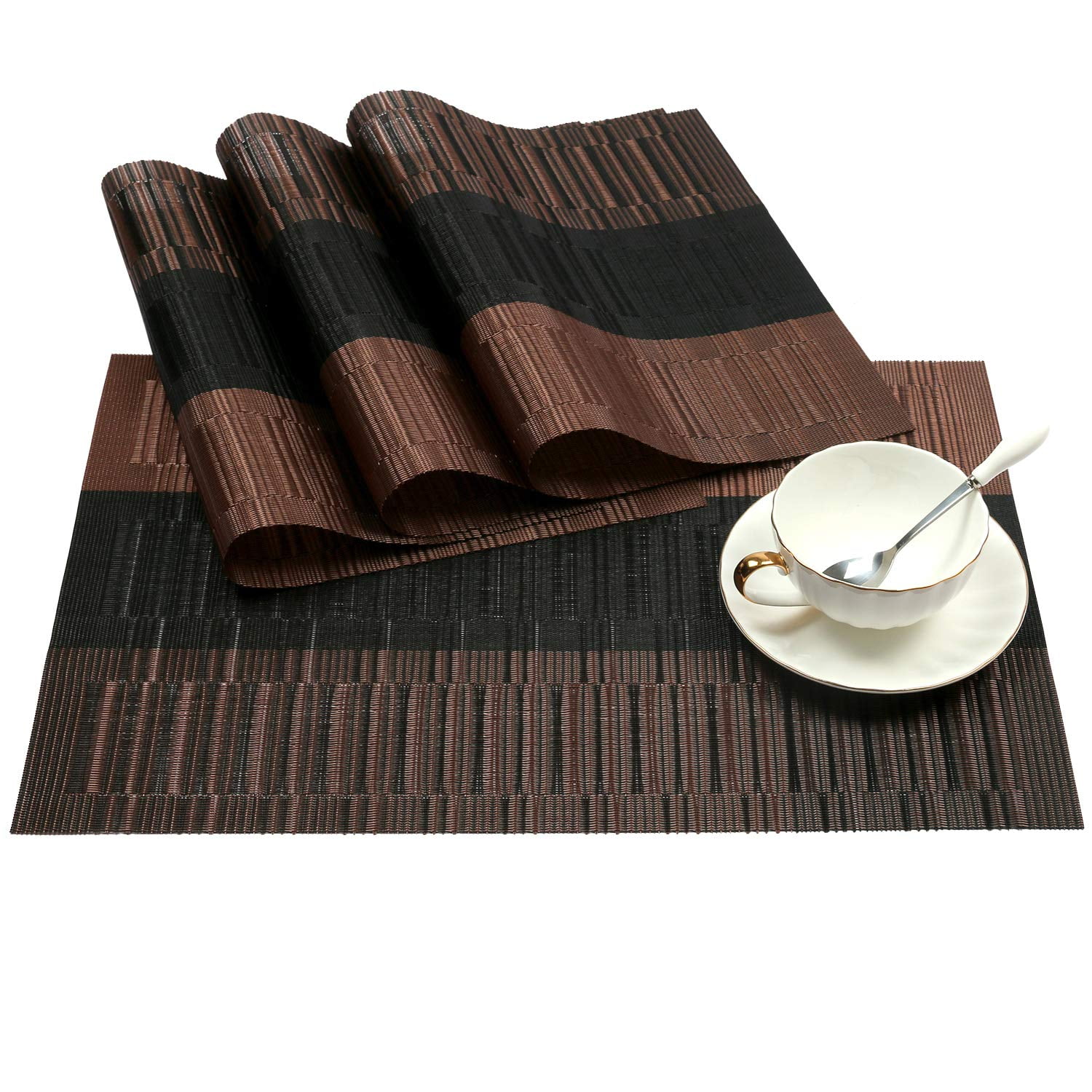 Placemats with Table Runner Set of 7 Woven Vinyl Plastic Wipe Clean ...