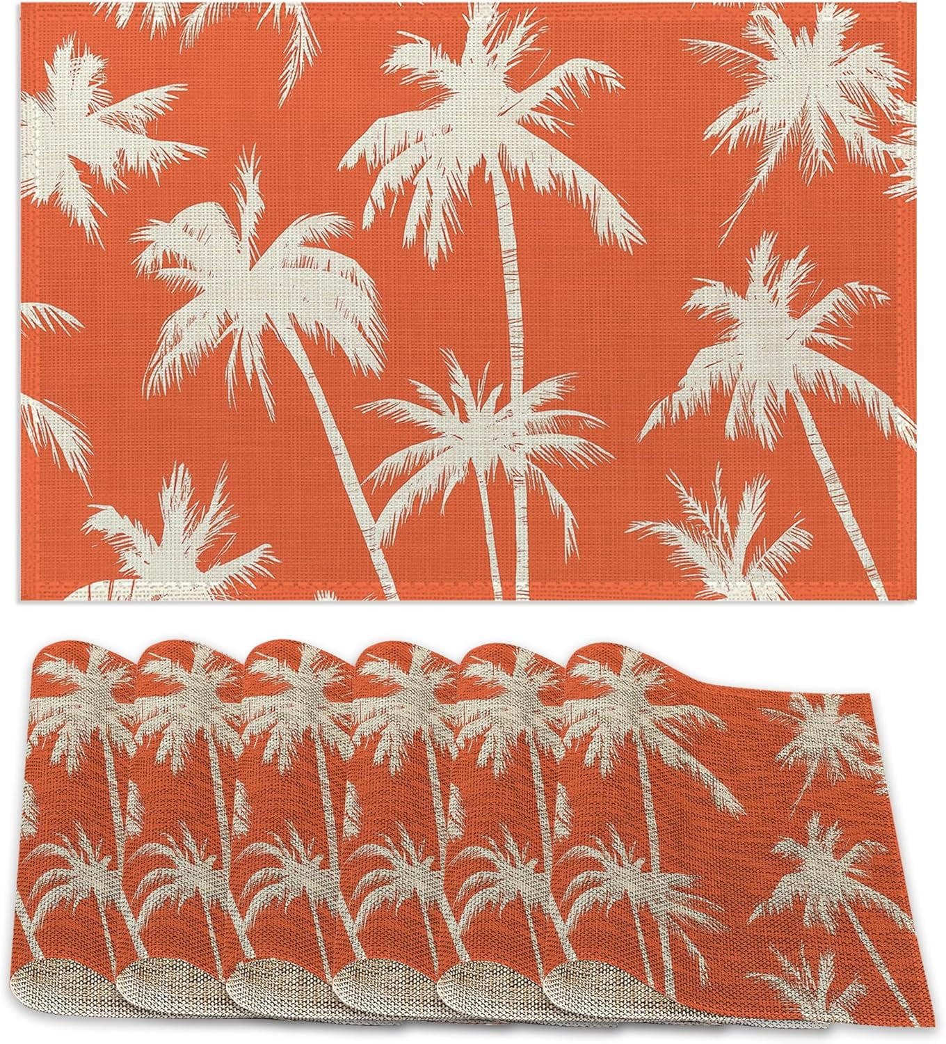 Placemats12x18 Inch,Tropical Tree Placemats,Palm Trees Kitchen Dining ...