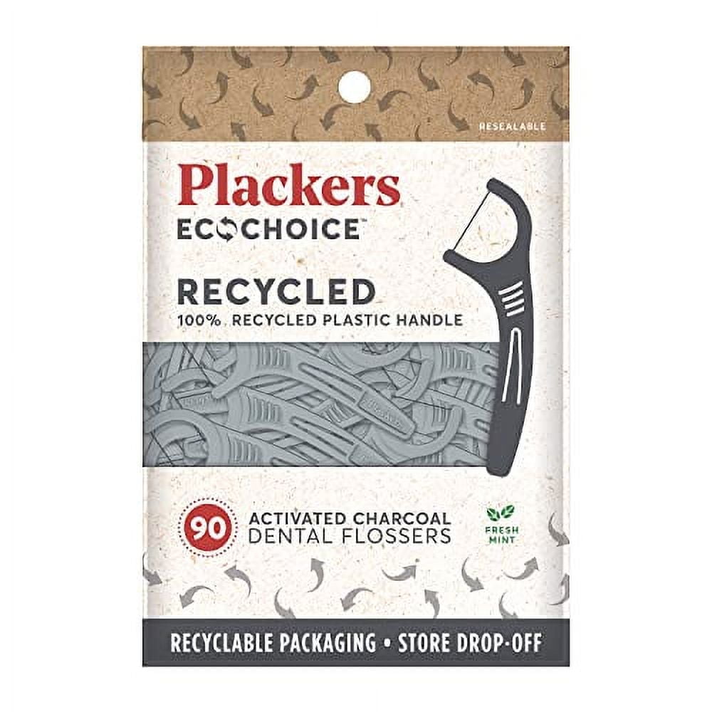 Plackers Ecochoice Activated Charcoal Recycled Dental Flossers, 90 ...