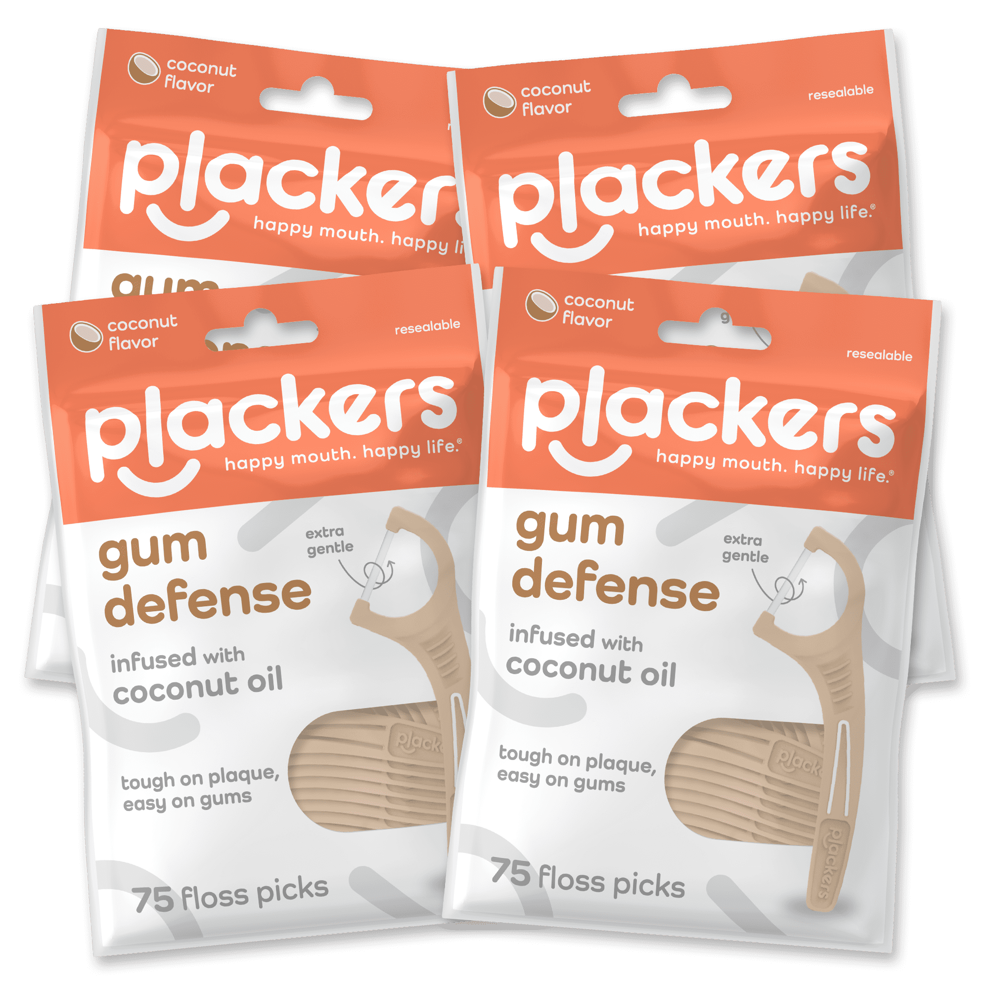 Plackers Gum Defense Floss Picks with Coconut Oil, Refreshing Coconut ...